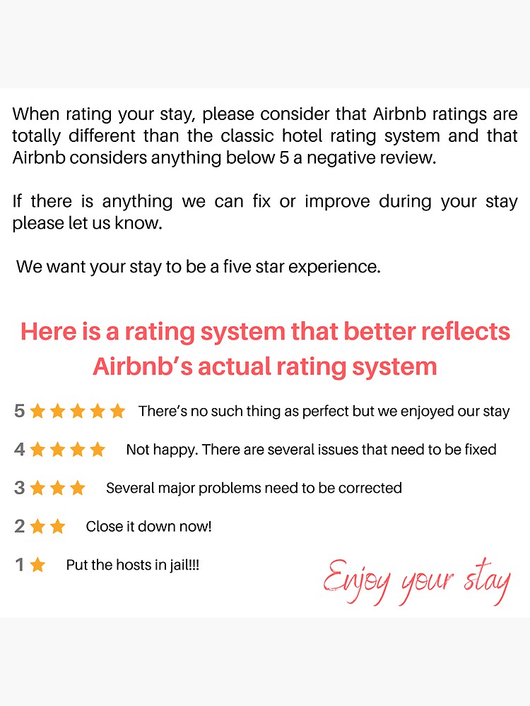 "Airbnb rating system explained" Sticker for Sale by Hector N | Redbubble