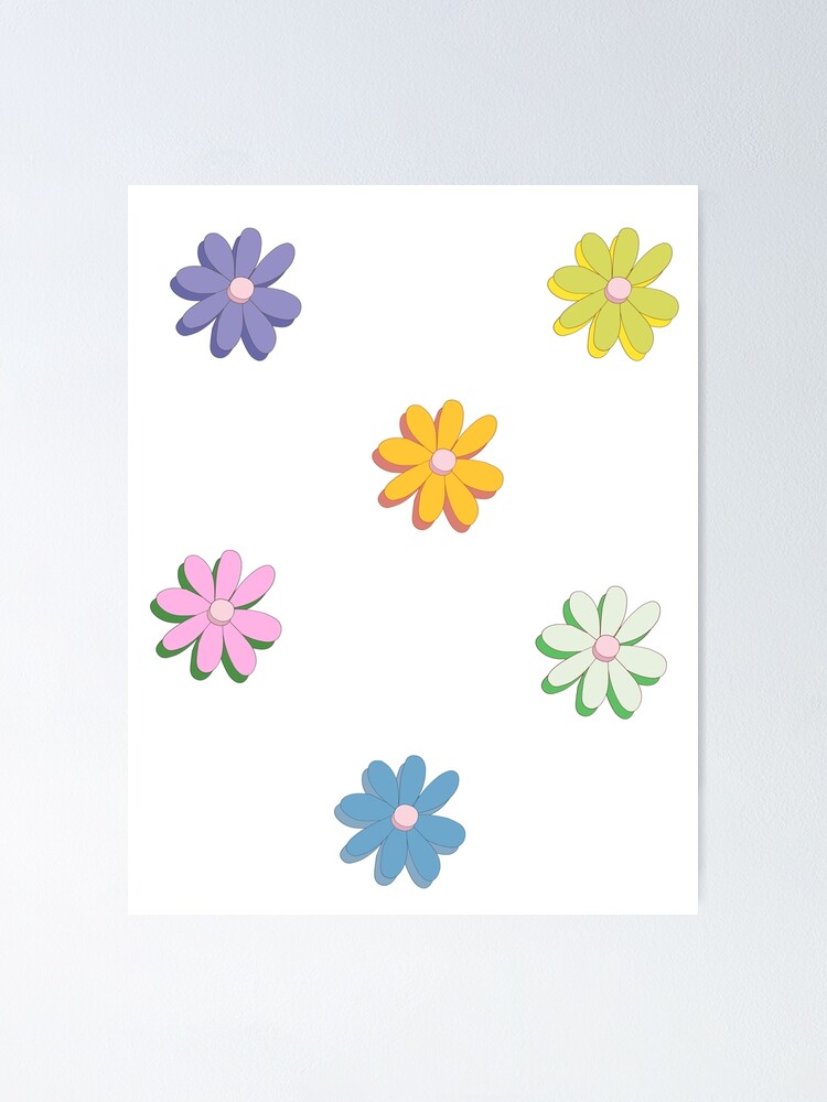 "Small Cartoon Flowers" Poster for Sale by windowdecals | Redbubble