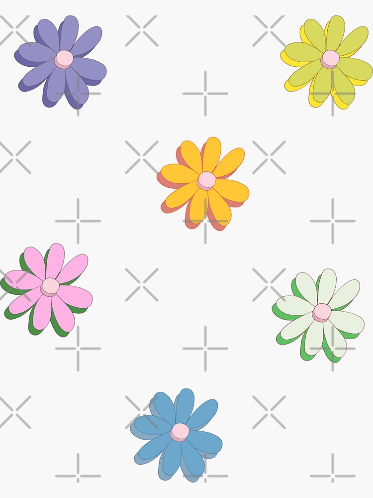 "Small Cartoon Flowers" Sticker for Sale by windowdecals | Redbubble
