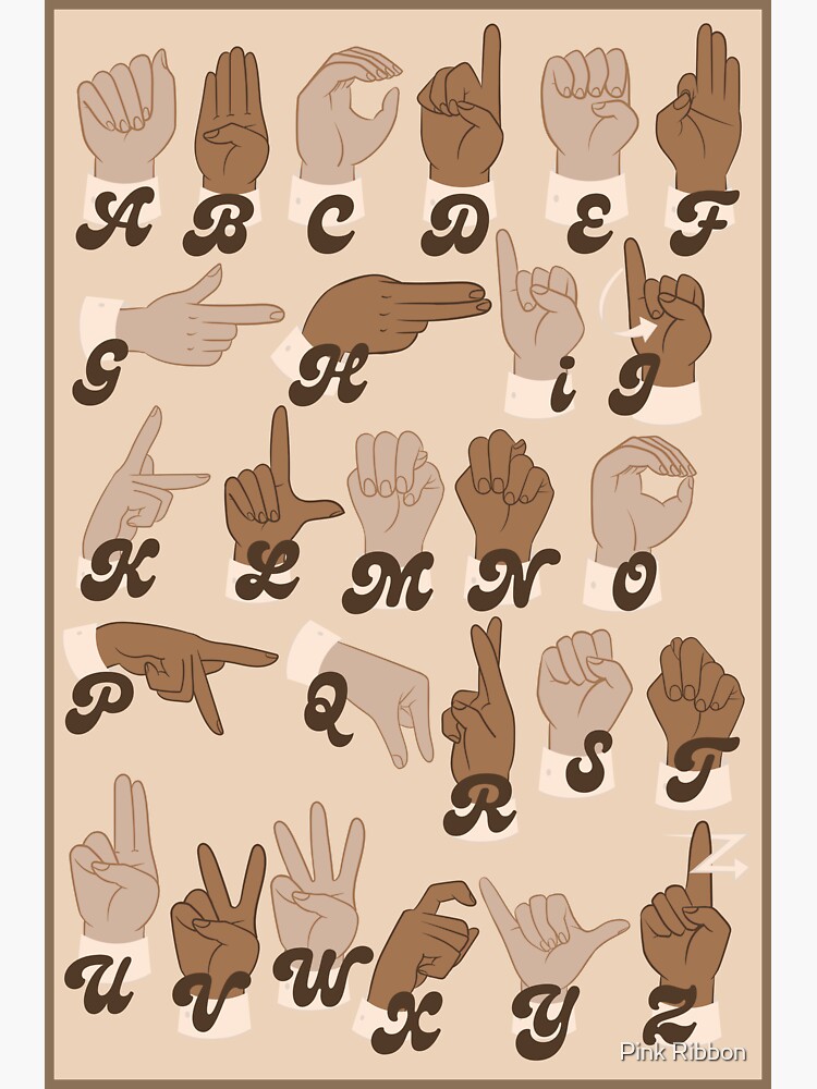 "ASL Sign Language Alphabet Vintage Educational" Sticker for Sale by ...