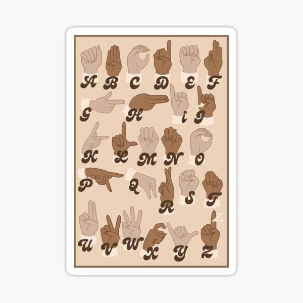 "ASL Sign Language Alphabet Vintage Educational" Sticker for Sale by ...