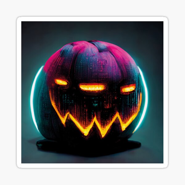 "Cyber Pumpkin" Sticker for Sale by cre-AI-tive | Redbubble