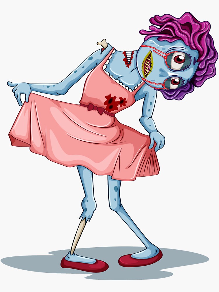 "female zombie : zombies love brains" Sticker for Sale by SaadiAmar ...