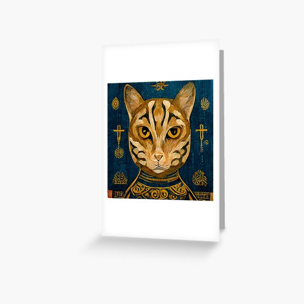 "Bengal Cat Priest Portrait in Orthodox Icon Style" Greeting Card for ...