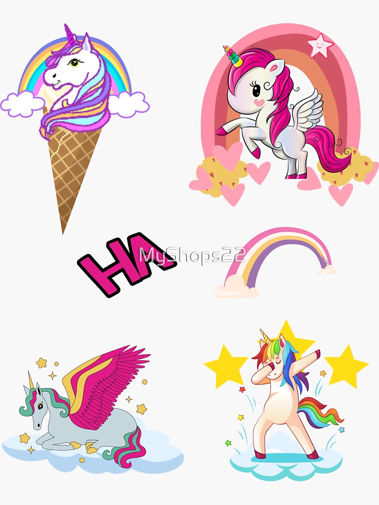 "Rainbow Colorful 4 Unicorns for kids" Sticker for Sale by MyShops22 ...