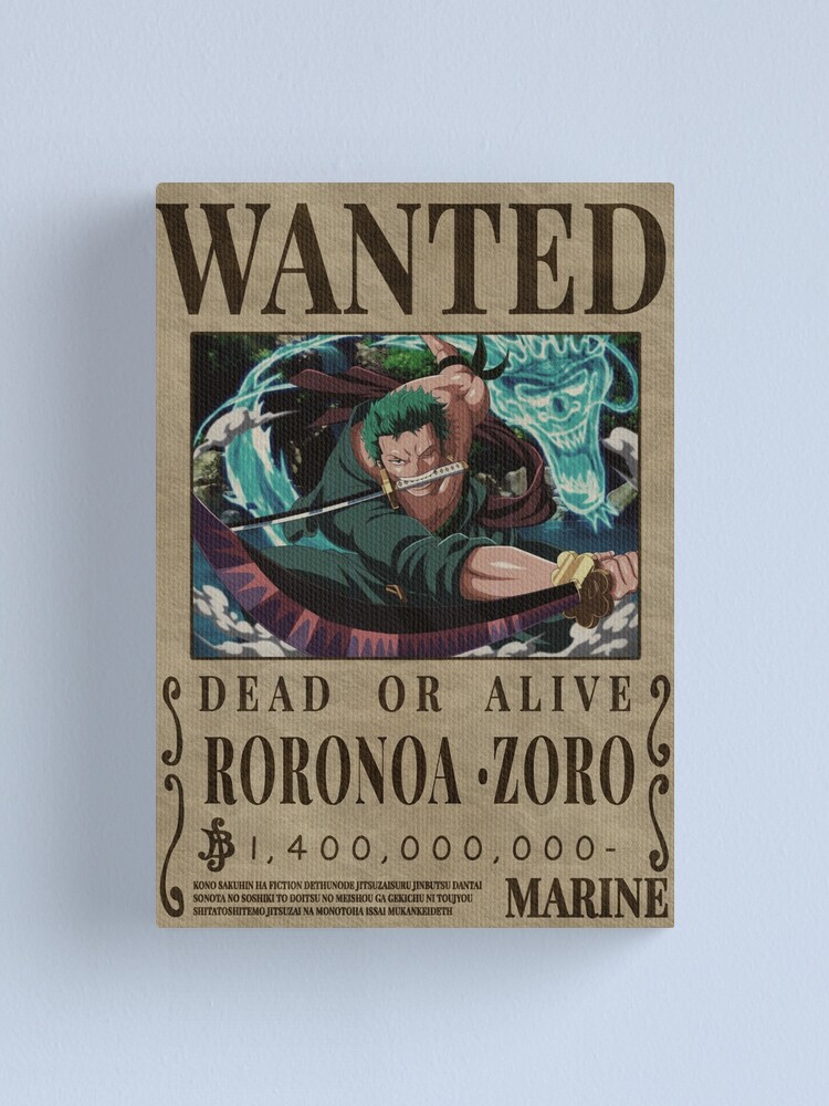 "Roronoa Zoro One Piece Zoro Pirate Hunter Bounty Poster" Canvas Print ...