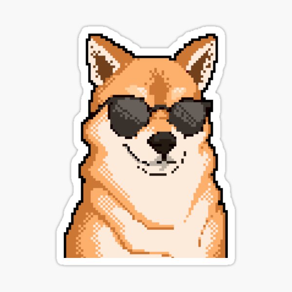 "Cool Doge Pixel Art" Sticker for Sale by yketen | Redbubble