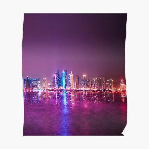 "doha skyline at night" Poster by franckreporter | Redbubble