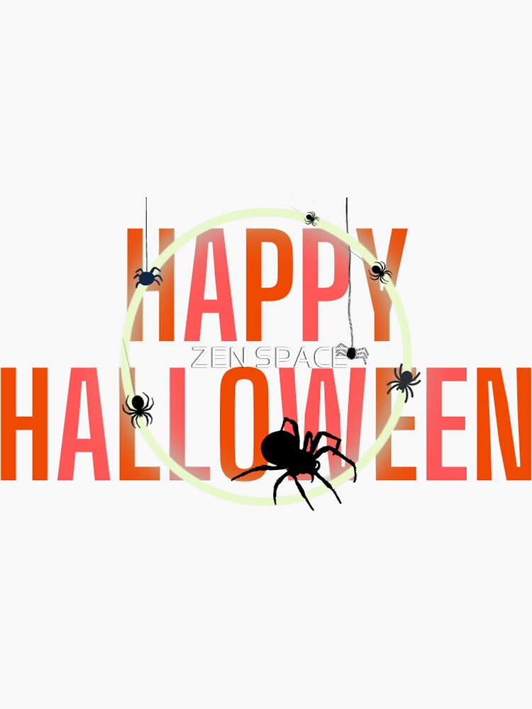 "Happy Halloween Spiders With Neon Sign" Sticker for Sale by ...