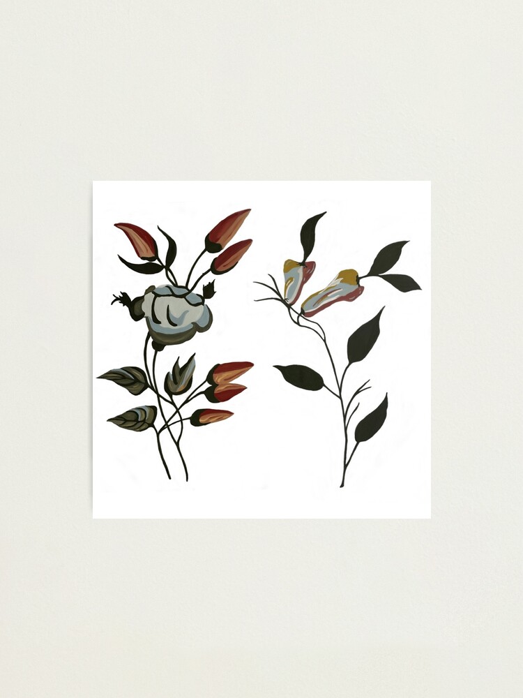 "80's Style Flowers, Blue Rose, Tulip Buds, Leaves and Steams, Acrylic ...