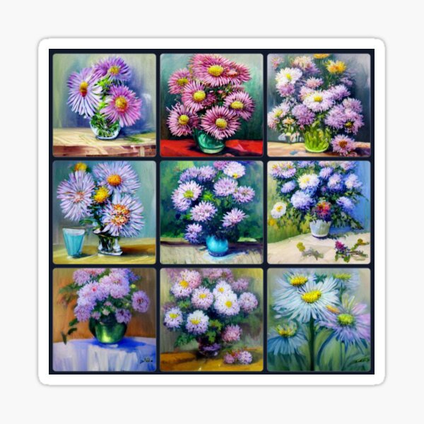 "Asters Pack - The Best Flower of the Month" Sticker for Sale by ...
