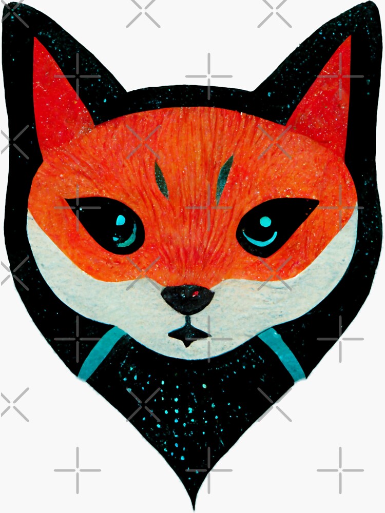 "Red Fox (line-art)" Sticker for Sale by turquoisethings | Redbubble