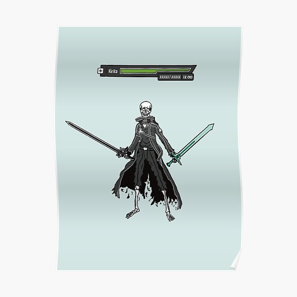 "Kirito Dual Blade Skeleton Design Sword Art Online" Poster for Sale by ...
