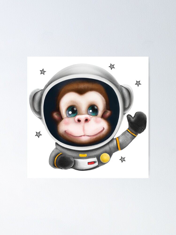 "A Monkey Astronaut in Space Suit " Poster for Sale by sabamerch ...