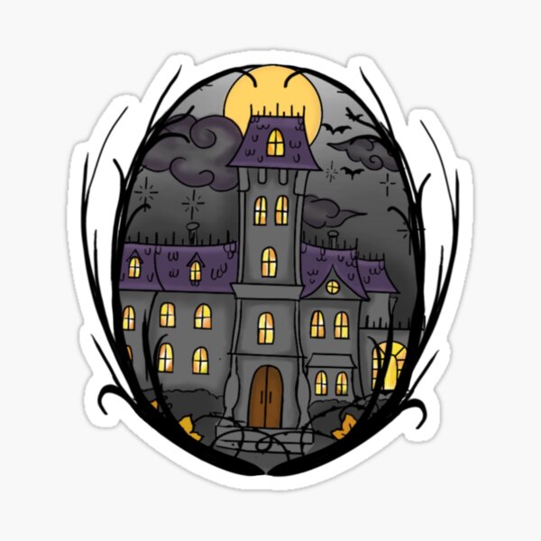 "Haunted House" Sticker for Sale by Megdispain | Redbubble