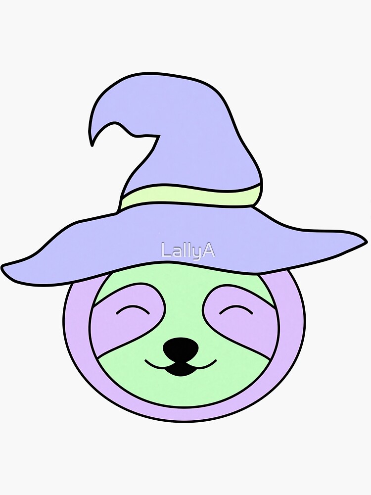 "Sloth Witch - Purple and Green" Sticker for Sale by LallyA | Redbubble