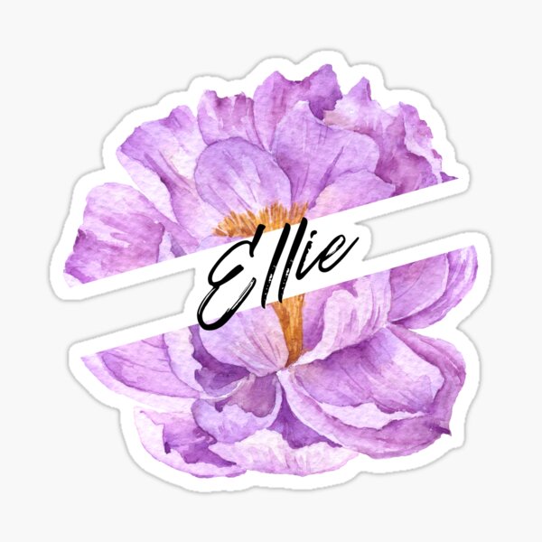 "Ellie personalized name in purple flower for birthday gift" Sticker ...