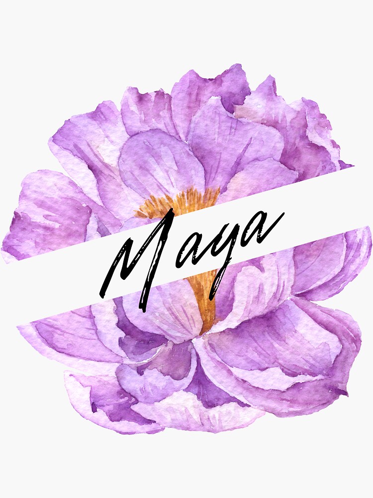 "Maya personalized name in purple flower for birthday gift" Sticker for ...