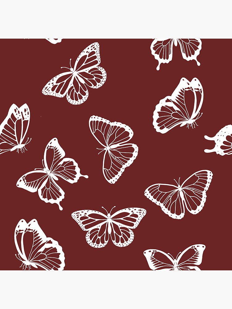 "White Butterfly silhouettes on maroon " Sticker for Sale by Kysbcnor ...