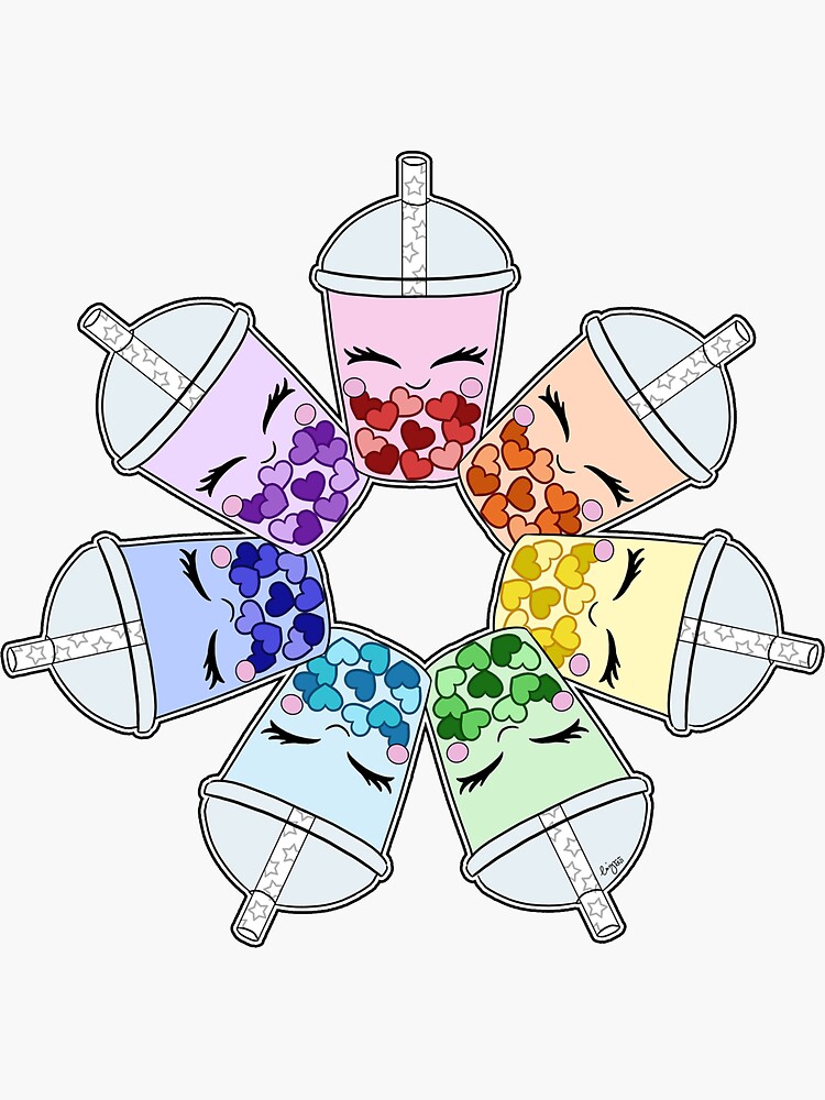 "Happy Boba Tea Circle" Sticker for Sale by HappyTacoStudio | Redbubble