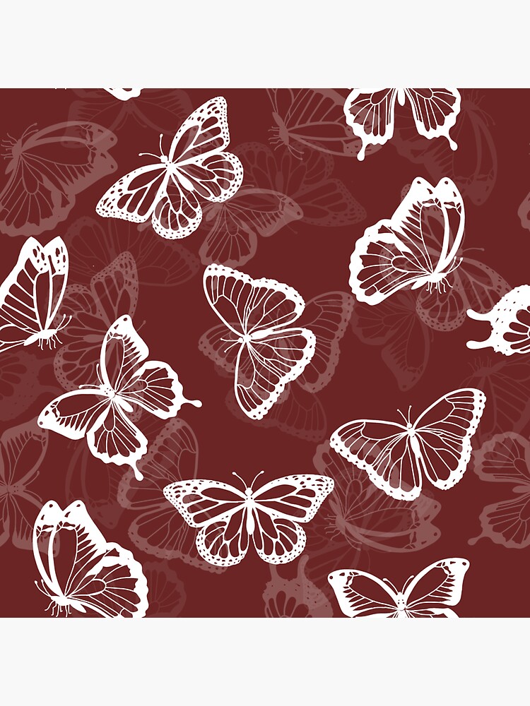"Layered White Butterfly silhouettes on maroon " Sticker for Sale by ...