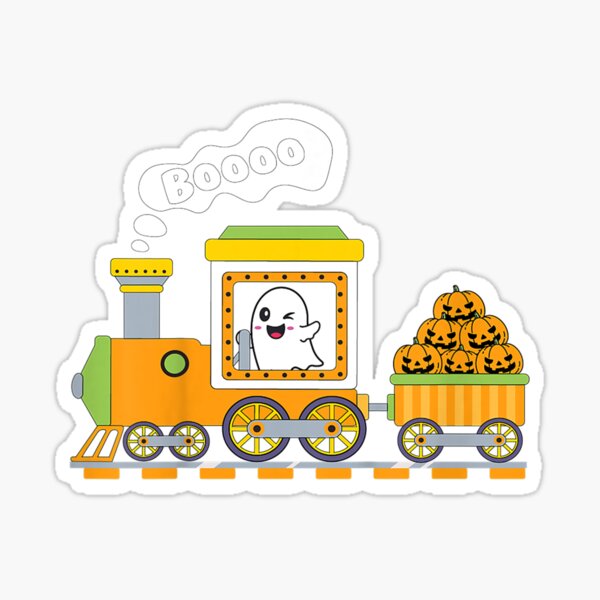 "Kids Halloween Train Ghost Pumpkin Costume Toddler Boys" Sticker for ...