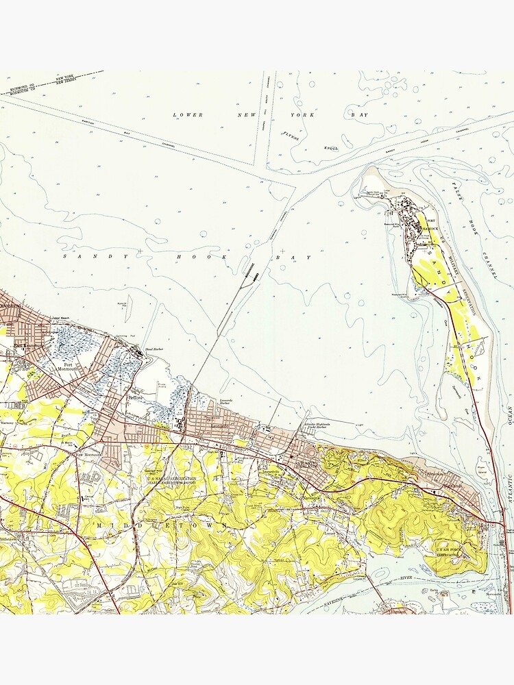 "Vintage Map of Sandy Hook NJ (1954)" Poster by BravuraMedia | Redbubble