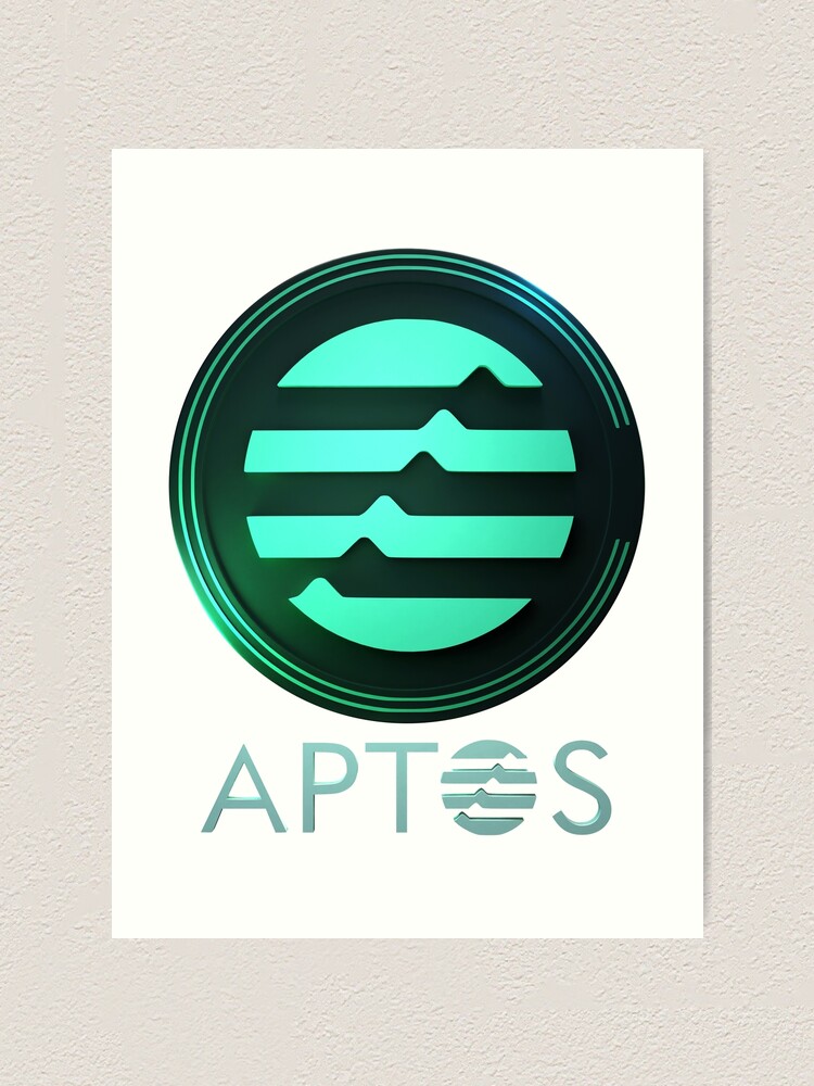 "Aptos APT logo, coin and font. Frontal view with dark colors in ...