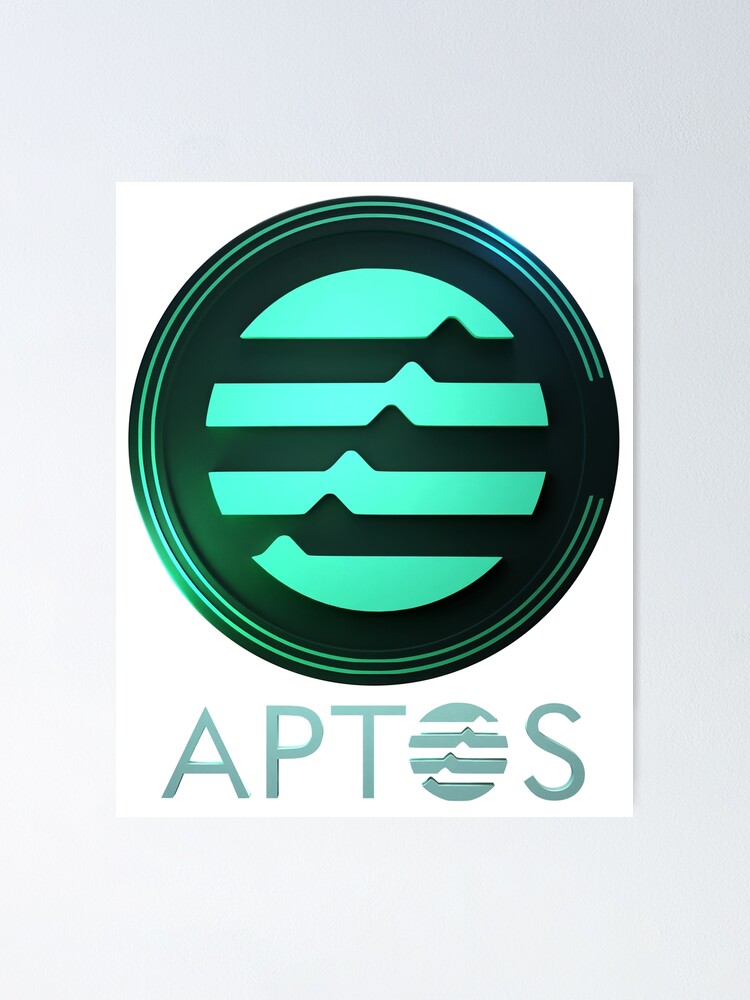 "Aptos APT logo, coin and font. Frontal view with dark colors in ...