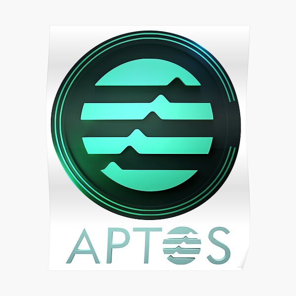 "Aptos APT logo, coin and font. Frontal view with dark colors in ...