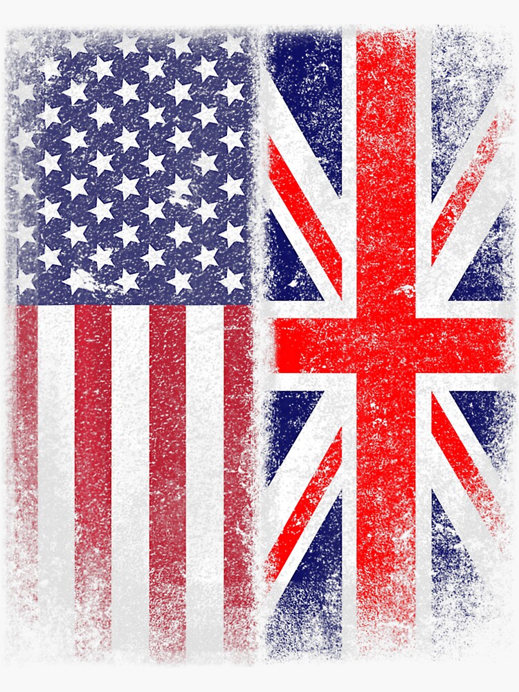 "British American Flag Union Jack England Usa " Sticker for Sale by MaryjaneJadie | Redbubble