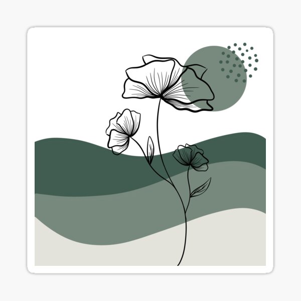 "Modern Line Art Flower" Sticker for Sale by cookie2022 | Redbubble