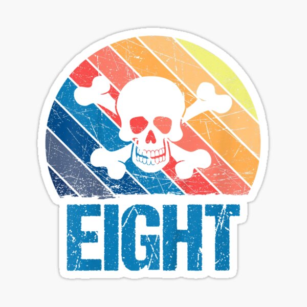 "Kids 8 Year Old 8th Birthday Pirate Party Boys Girls Kids" Sticker for ...