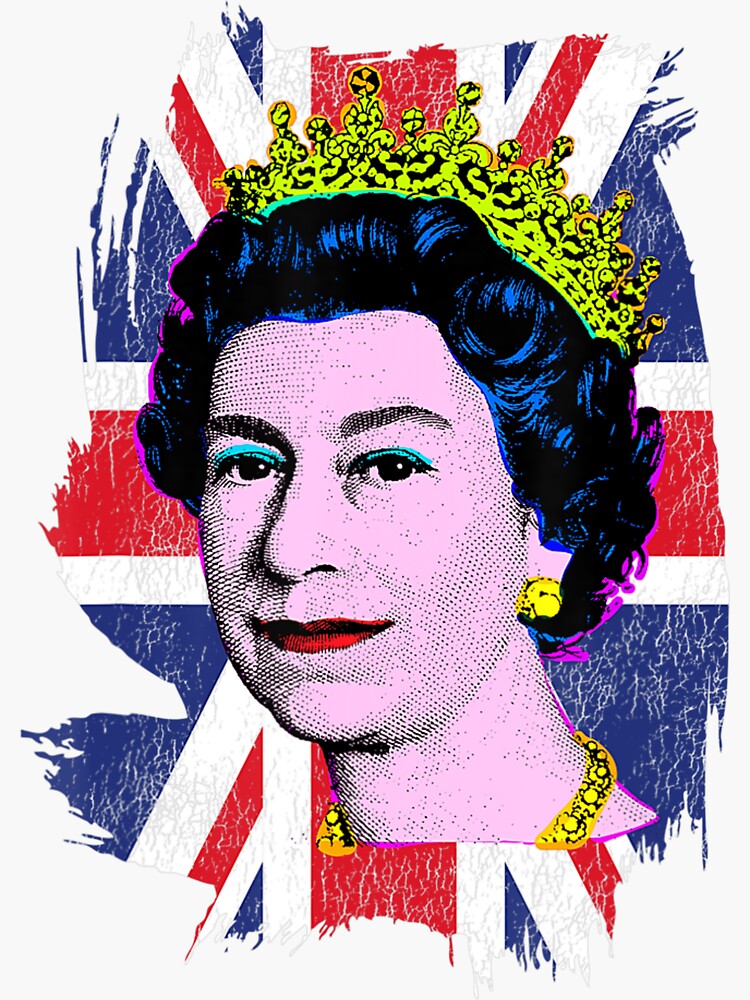 "British Queen Portrait Pop Art Union Jack Flag Queen of England ...