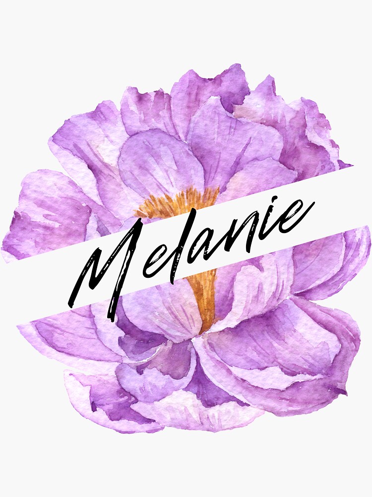 "Melanie personalized name in purple flower for birthday gift" Sticker ...