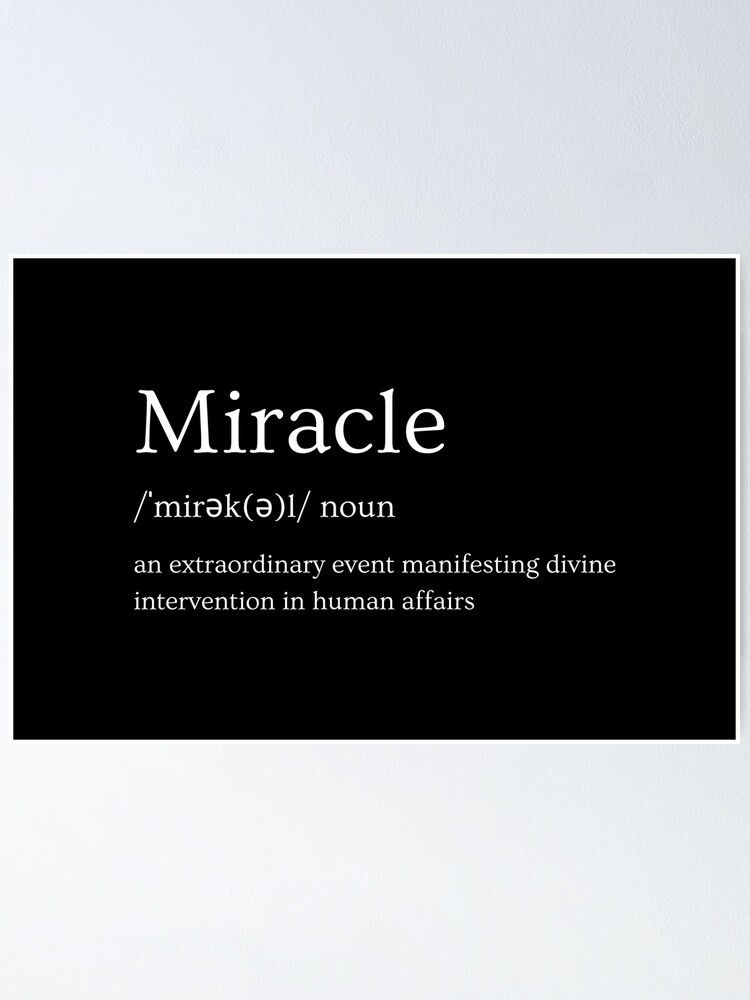 "Miracle Definition Black, and White Retro Typography" Poster for Sale ...