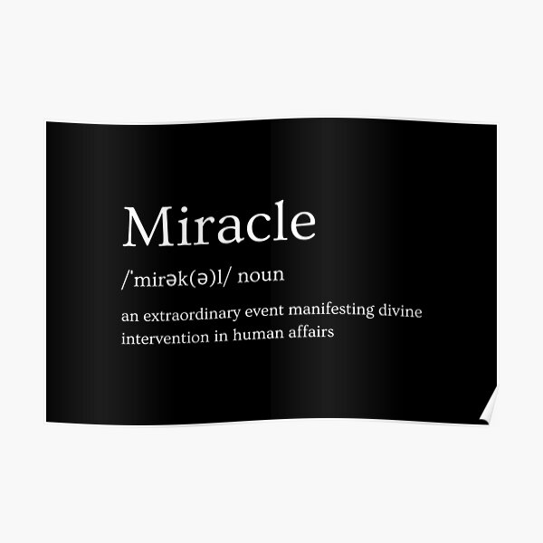 "Miracle Definition Black, and White Retro Typography" Poster for Sale ...