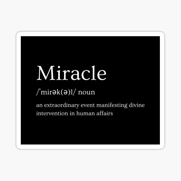 "Miracle Definition Black, and White Retro Typography" Sticker for Sale ...
