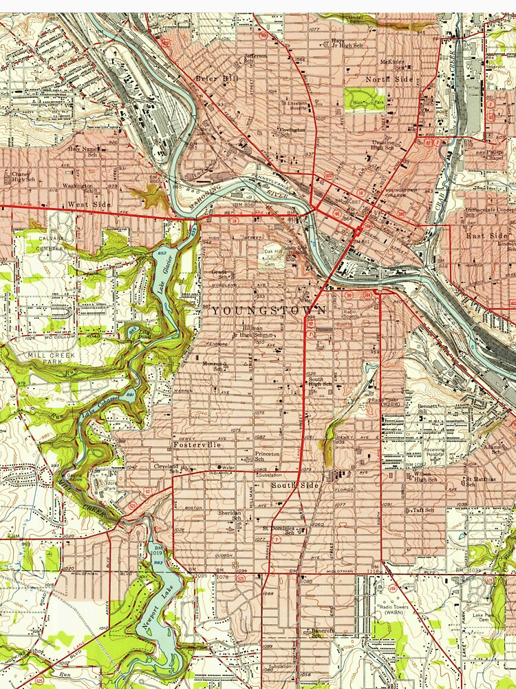 Vintage Map Of Youngstown Ohio 1951 T shirt By BravuraMedia Redbubble vintage-map-of-youngstown-ohio-1951-t-shirt-by-bravuramedia-redbubble