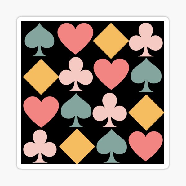 "Heart, spade, diamond, club - card themed seamless pattern" Sticker ...