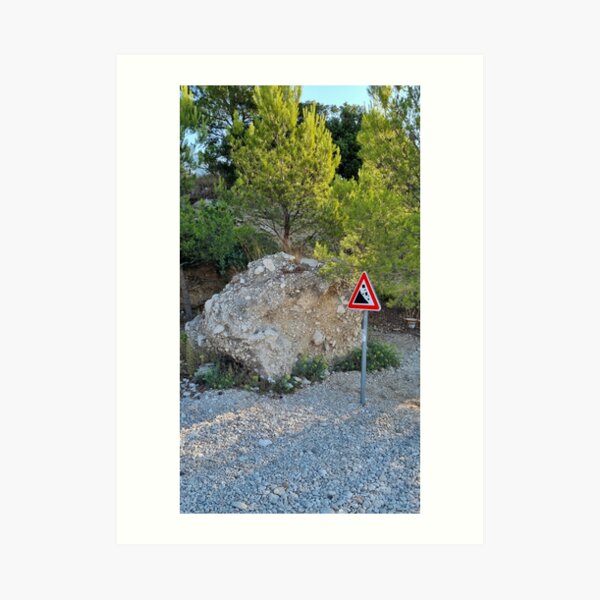 Lámina artística «Señal de atención por caída de rocas. Señal de ...