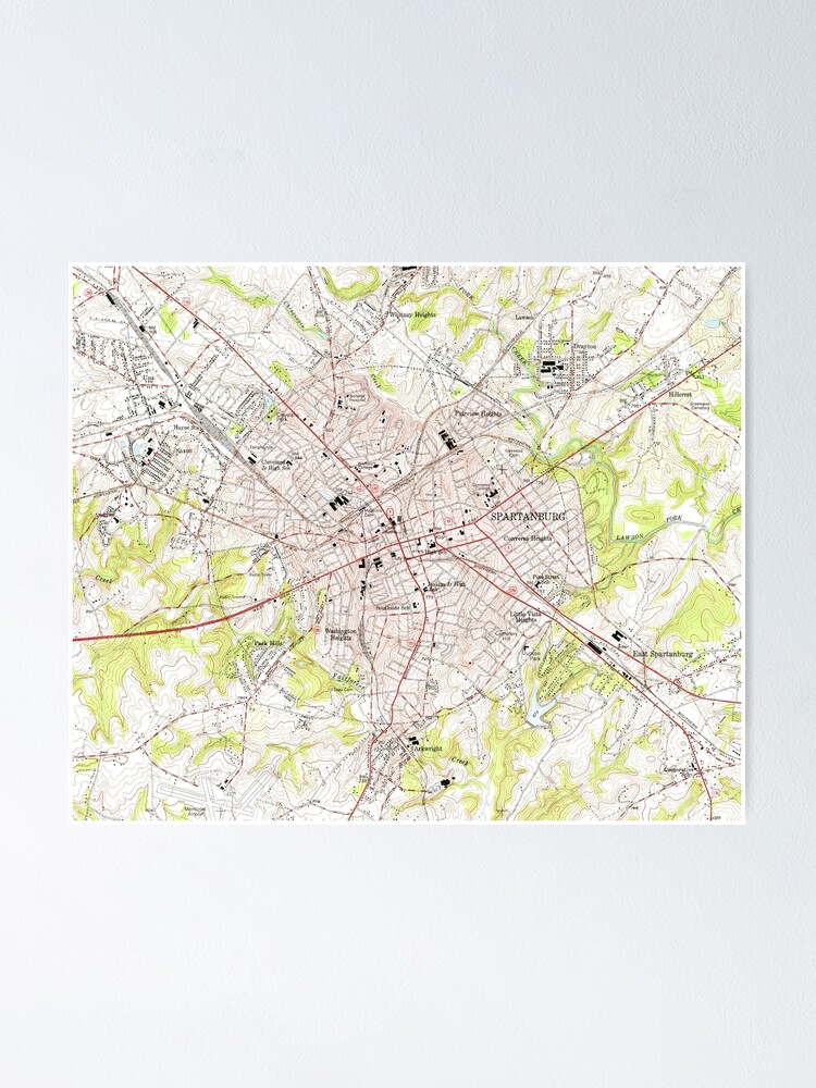 "Vintage Map of Spartanburg South Carolina (1949)" Poster by ...