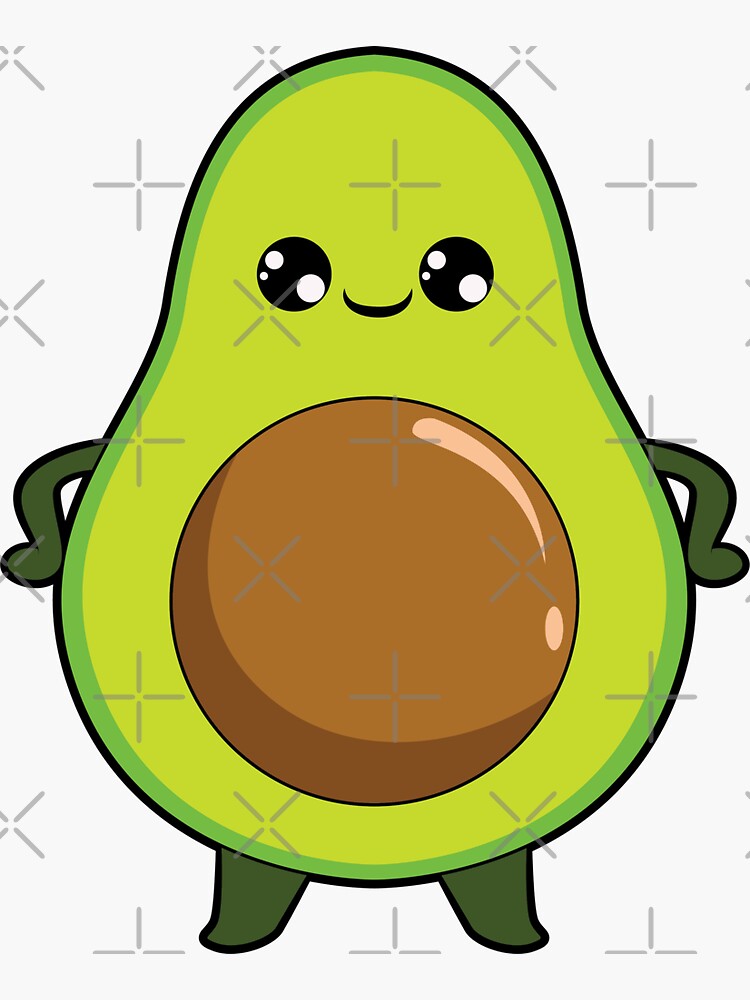 "Cute and Smiley Avocado Kawaii Illustration " Sticker for Sale by ...