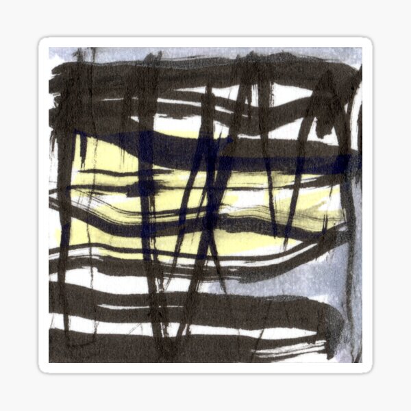 "Black paint brush strokes informal abstract painting" Sticker for Sale ...