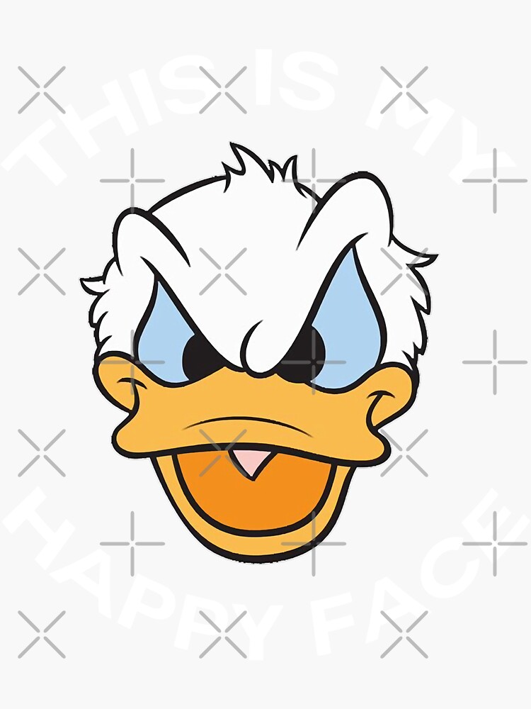 "Creme Funny Duck Angry Grumpy This Is My Happy Face" Sticker for Sale ...