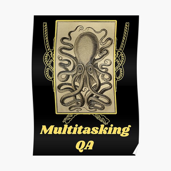 "'Multitasking QA 'Old Book Octopus Graphic - Funny Quotes Designs for ...