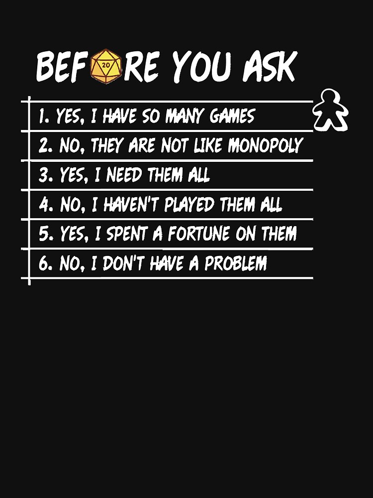 "Before You Ask Funny Board Game Classic" Essential T-Shirt for Sale by mathewbenjamin | Redbubble