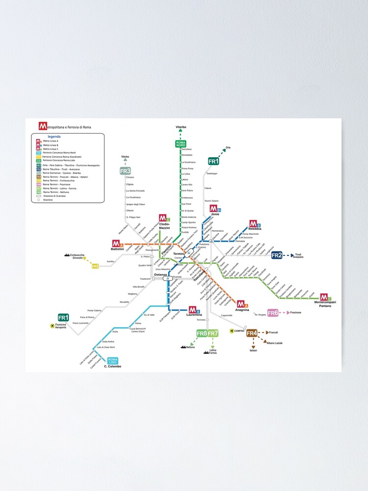 "Rome Metro Map" Poster for Sale by UnderOneSky | Redbubble