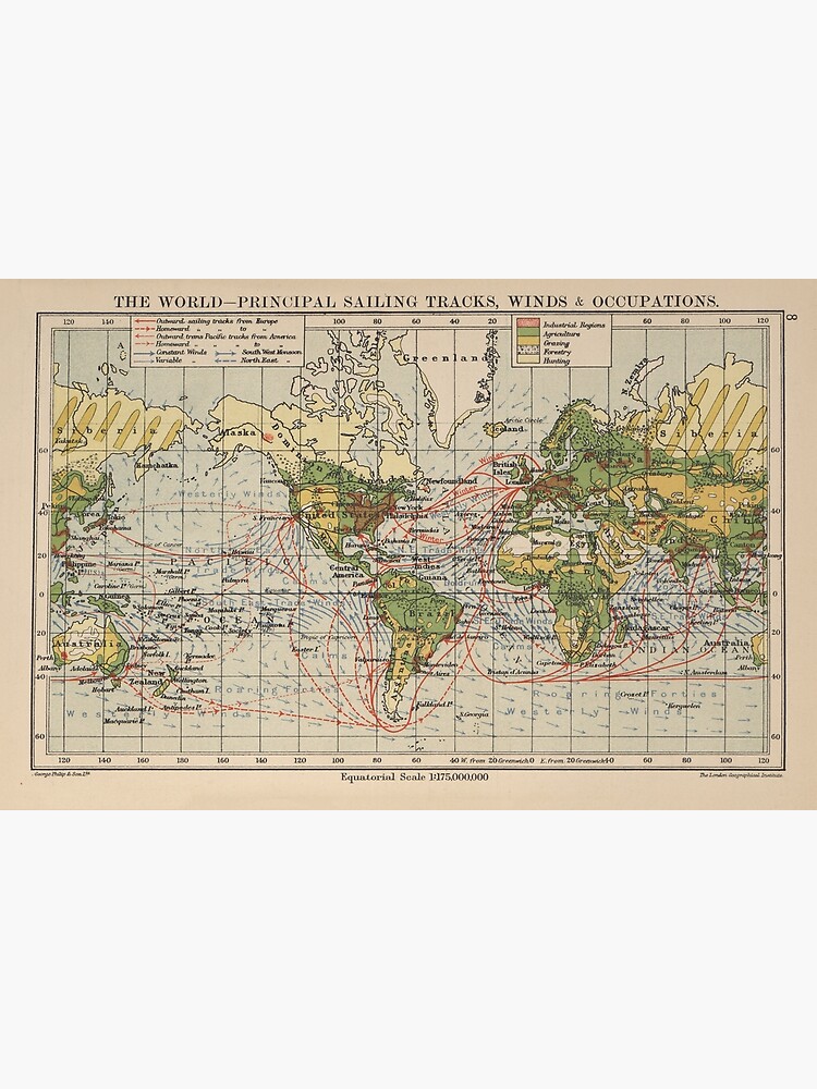 "Vintage World Sailing Routes Map (1914) " Art Print for Sale by ...