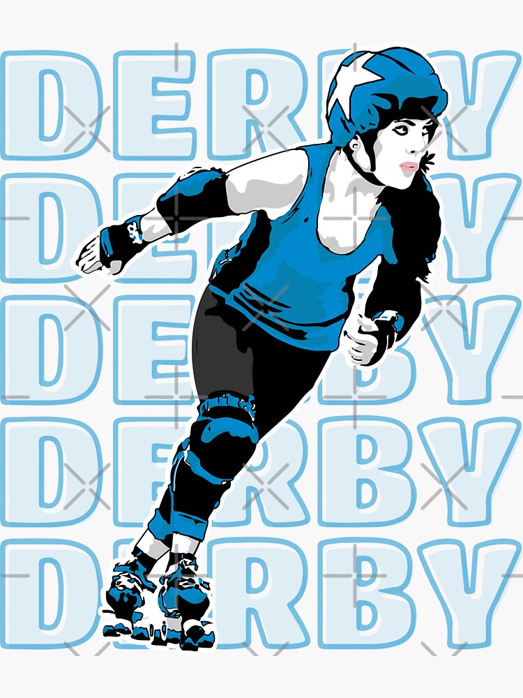"Roller Derby Girl - Derby Background - Blue - Roller Derby" Sticker ...
